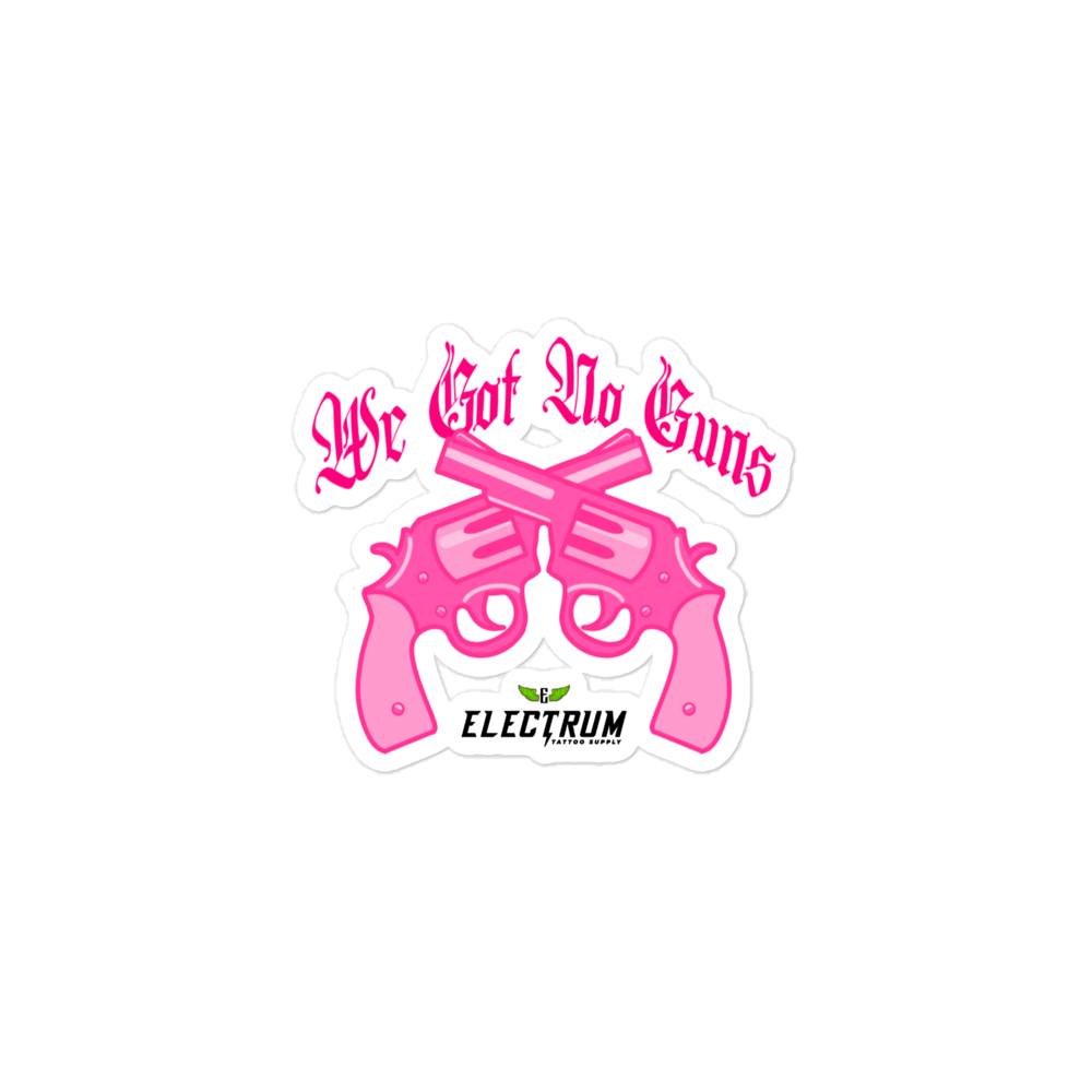 Electrum Supply Sticker - No Guns Here (Pink) - Electrum Premium Tattoo ...